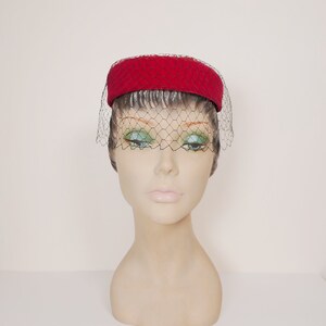 Exceptional RED Velvet 1950s Cap Style Cocktail Cap W/ Netting -fifties ...