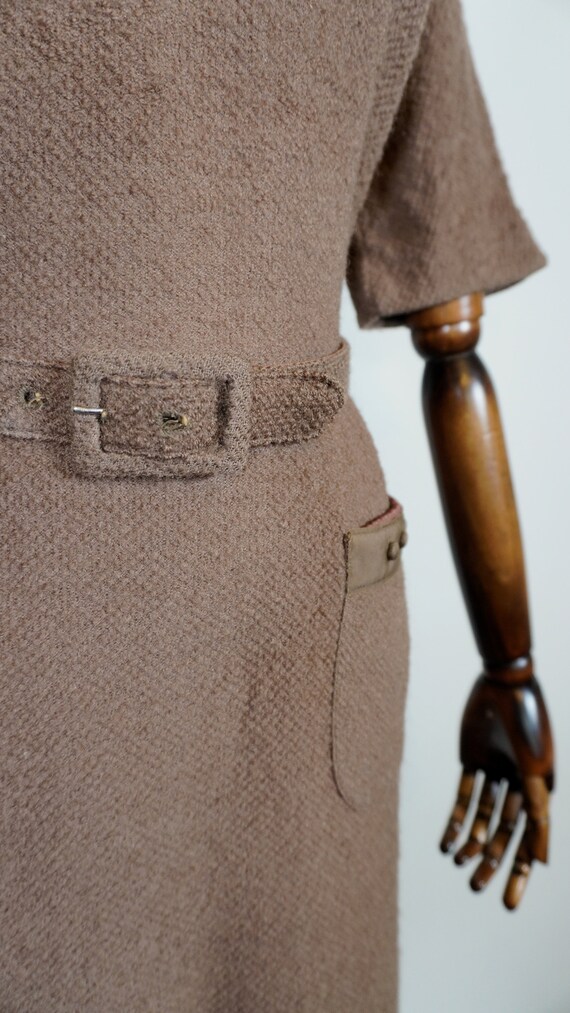 1950s Wool Brown Wiggle Pencil Skirt Design Cocktail … - Gem