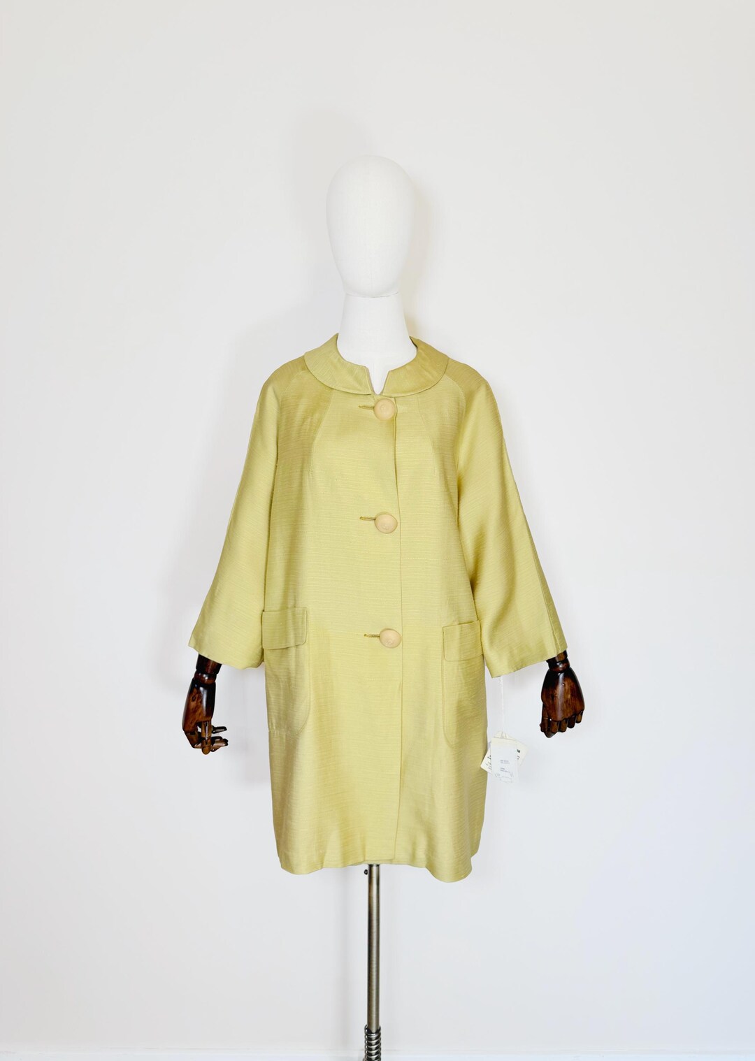 Canary Yellow Swing Coat Jacket 1950s / 1960s Deadstock Large Buttons ...