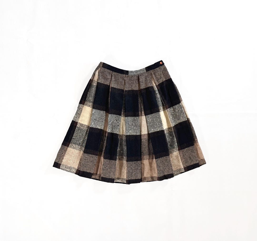 Preppy 1950s Wool PLAID Brown Black Beige - 50s True Fifties Fashion ...
