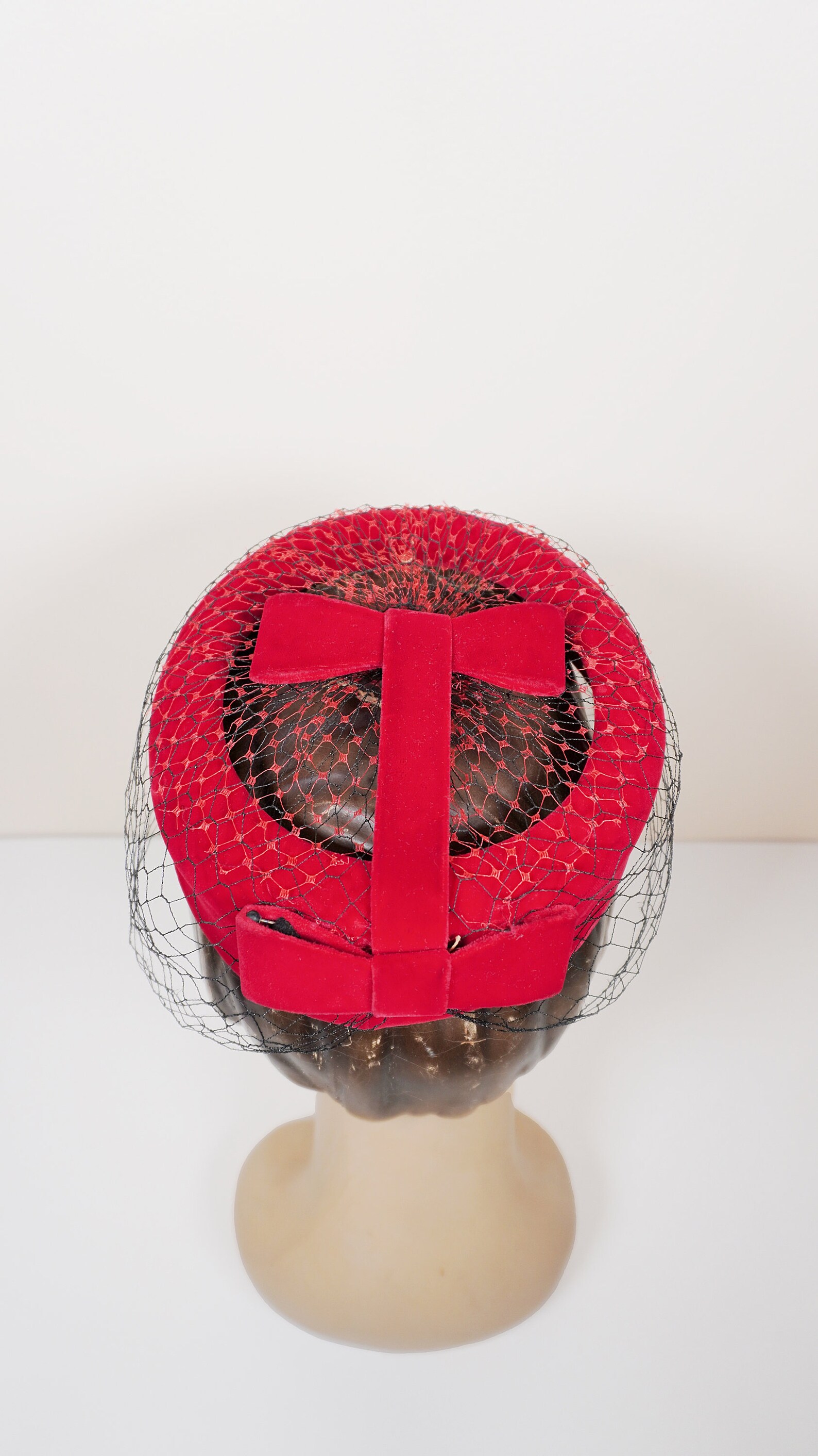 Exceptional RED Velvet 1950s Cap Style Cocktail Cap W/ Netting -fifties ...