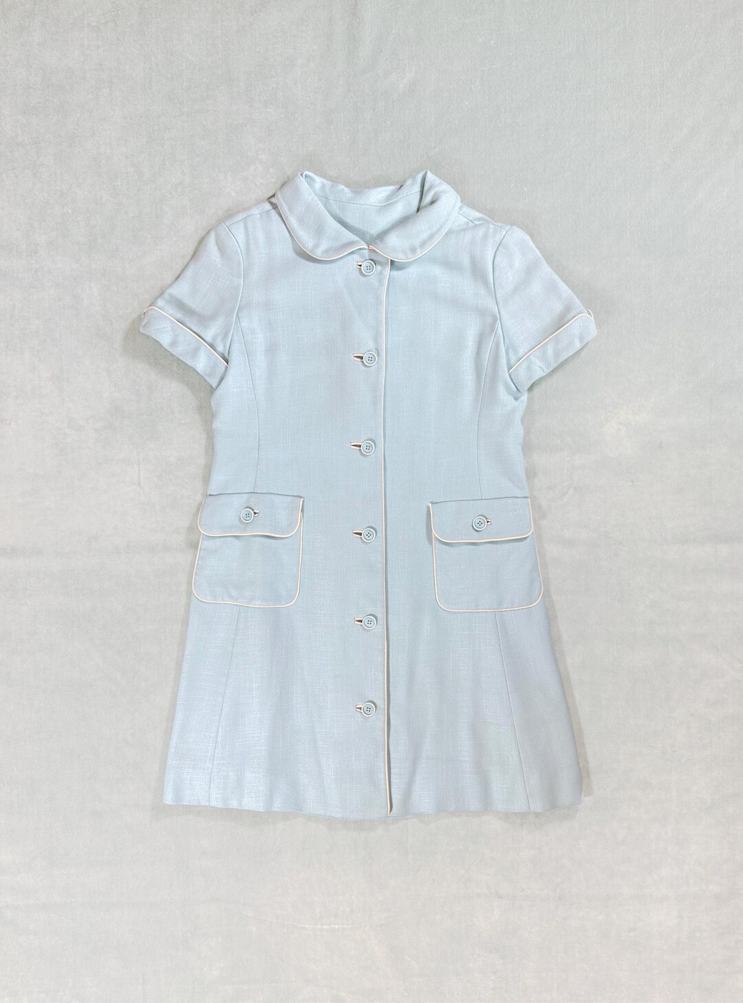 Medium 1960s Light Blue Mod Dress With Pockets White Piping Trim by ...