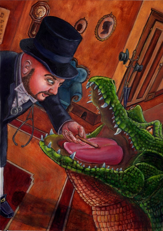 Original Illustration: Alligator Toothache From dr. - Etsy