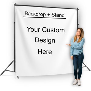 Custom Backdrop With Stand Business Logo Backdrop Personalized Birthday ...