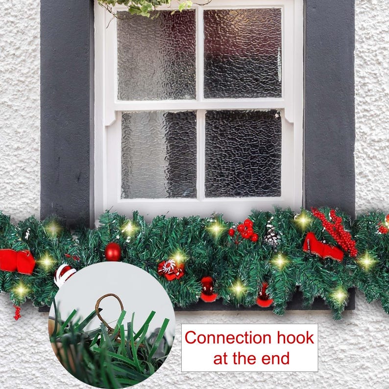 4 Pack 9 FT LED Christmas Garland Holiday Greenery Christmas Decor Xmas ...