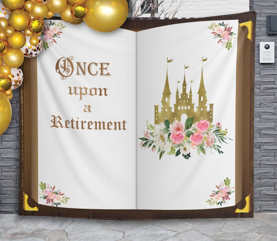 Retirement Banner, Storybook Retirement Decor, Personalized Backdrop ...