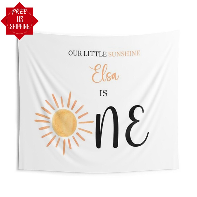 Our Little Sunshine First Birthday Backdrop, Neutral Boho Sunshine 1st ...