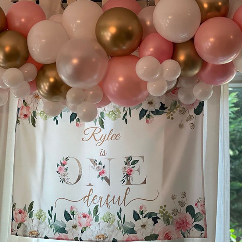 Personalized Girl 1st Birthday Backdrop, Baby Girl 1st Birthday Decor ...