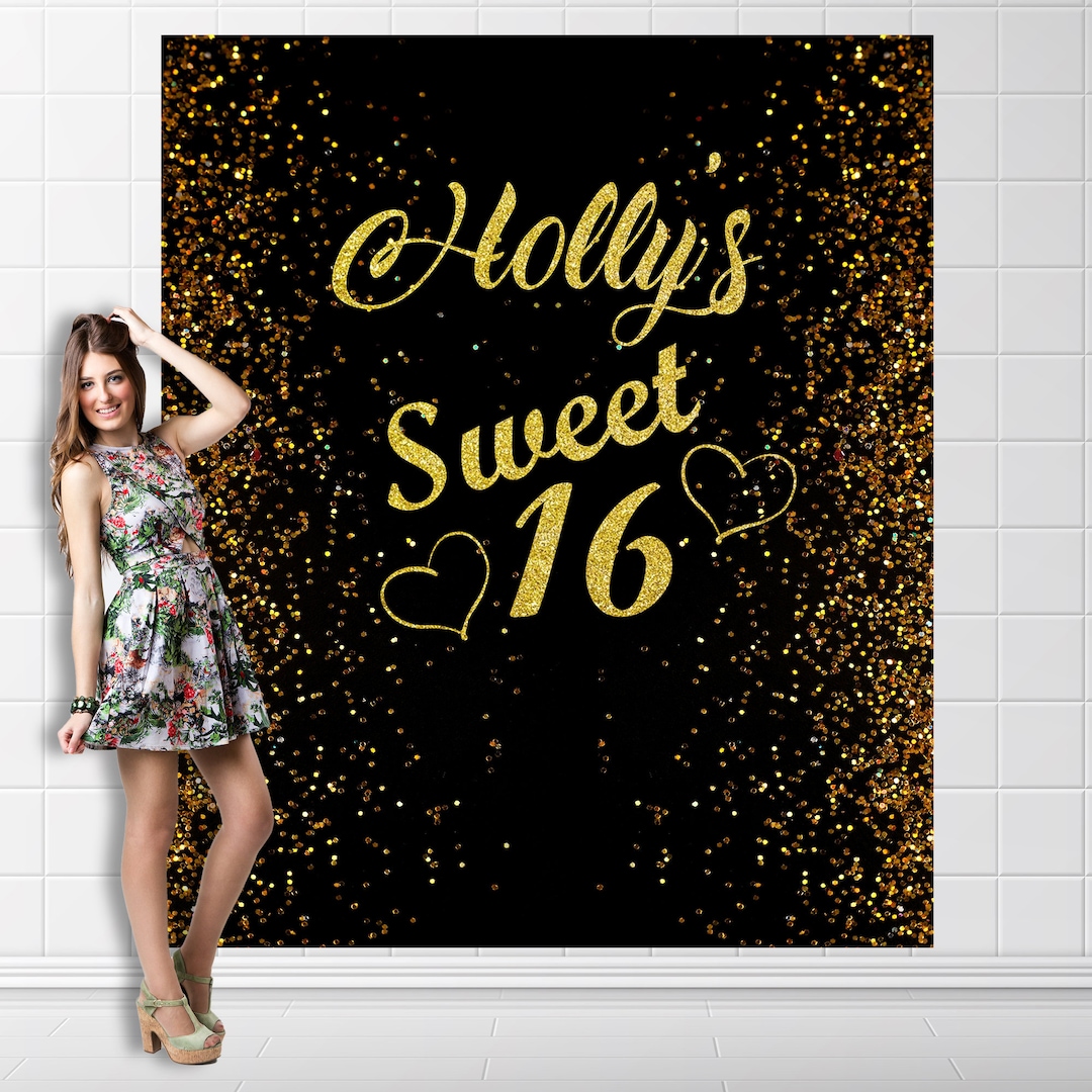 Sweet 16 Birthday Backdrop 16th Year Old Party Decor Happy Sixteenth ...