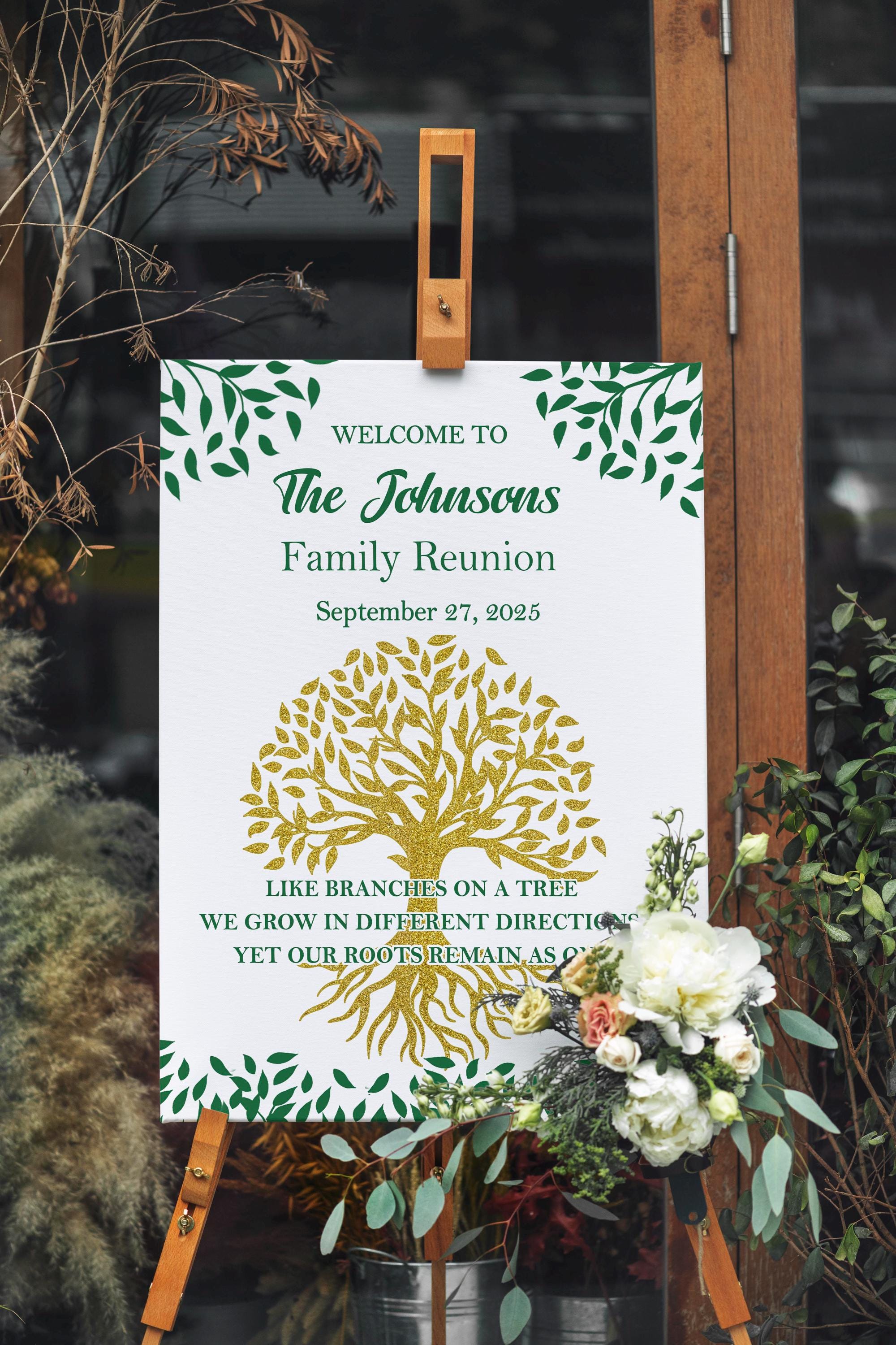 Custom Family Reunion Sign Printed Family Tree Decor Our Roots Remain ...