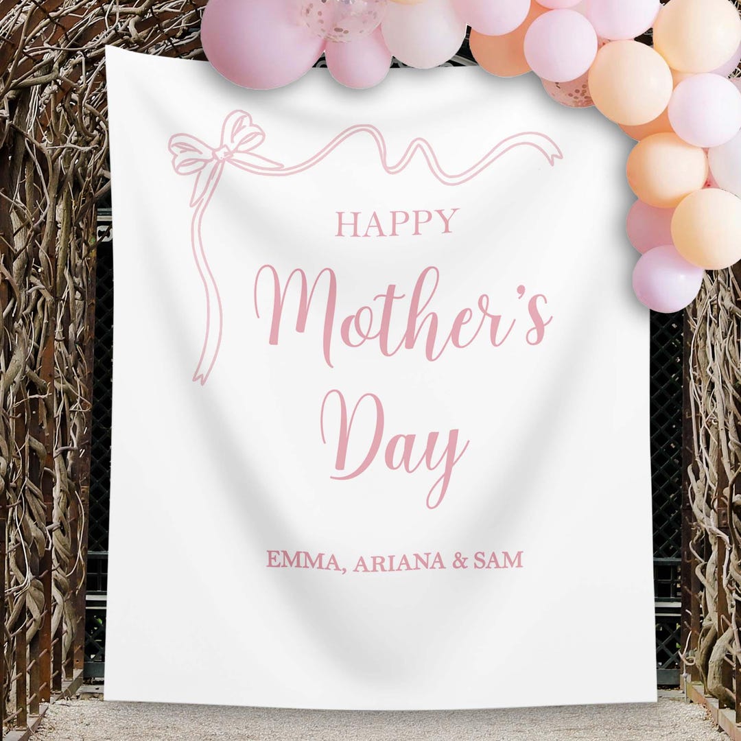 Mother's Day Decor Custom Pink Bow Mothering Sunday Church Backdrop ...