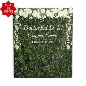 Doctored It Graduation Grass Wall Backdrop, Phd Doctorate Fabric Hedge ...