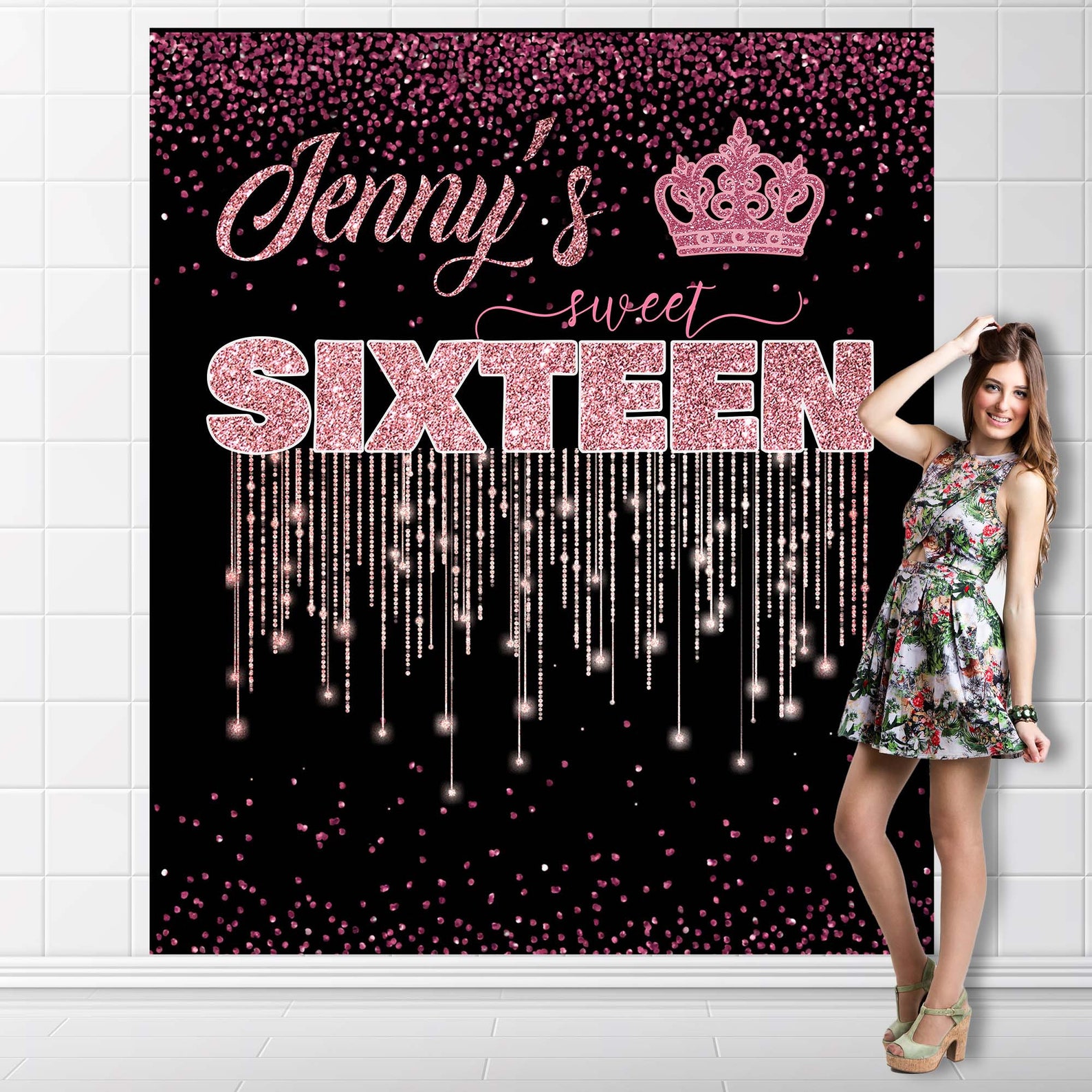 Rosegold Sweet 16 Birthday Backdrop Teen Decorations Sweet - Etsy