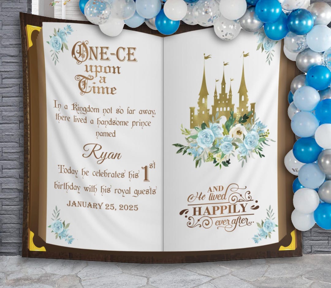 First Birthday Backdrop One Ce Upon a Time Boy Birthday Decor 1st ...