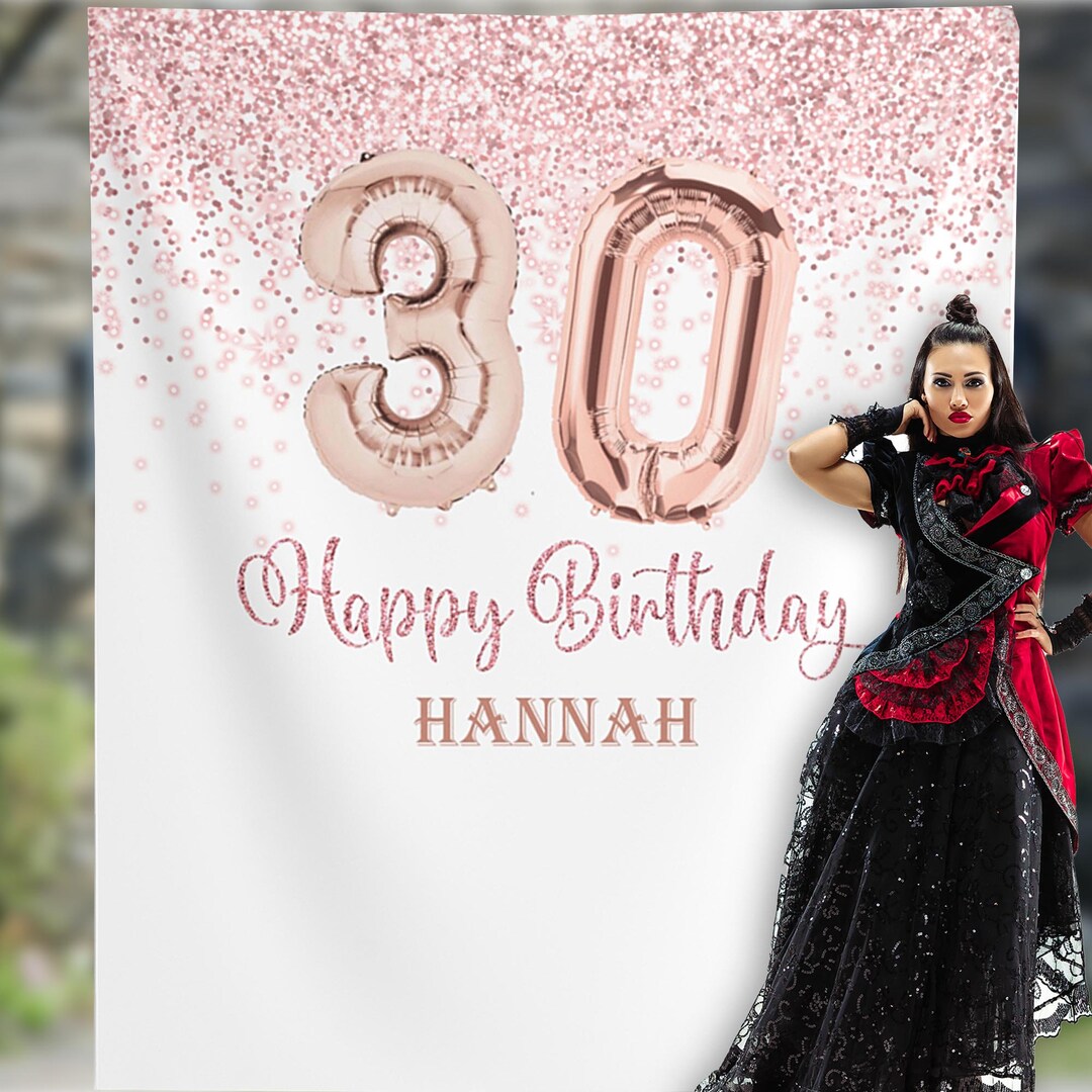 30th Birthday Decorations, Personalized Birthday Banner, Custom Rose ...