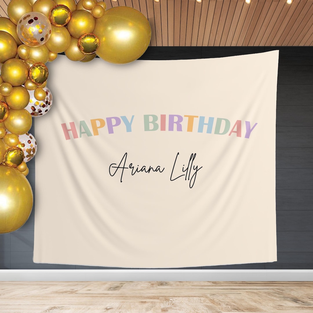 Personalized Kids Name Birthday Backdrop Custom Banner Happy Birthday ...