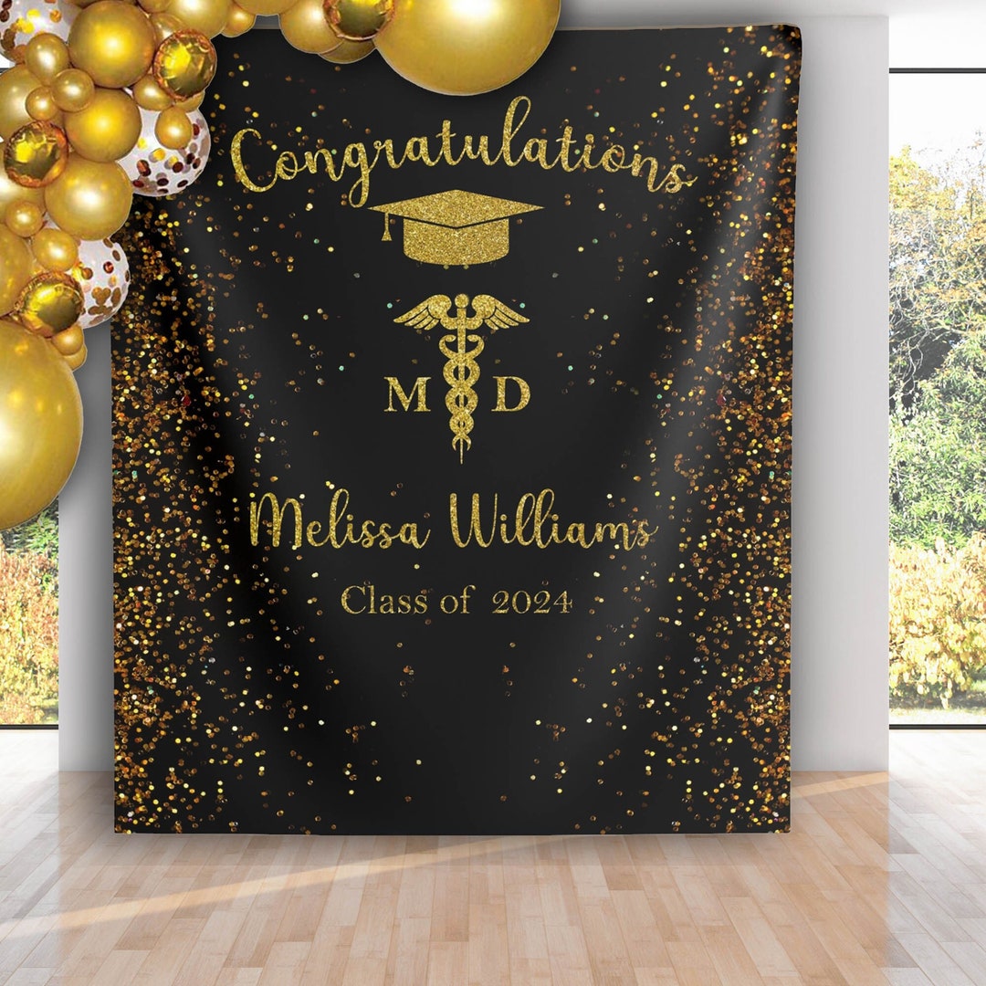 MD Doctor of Medicine Graduation Backdrop Medical School Grad ...