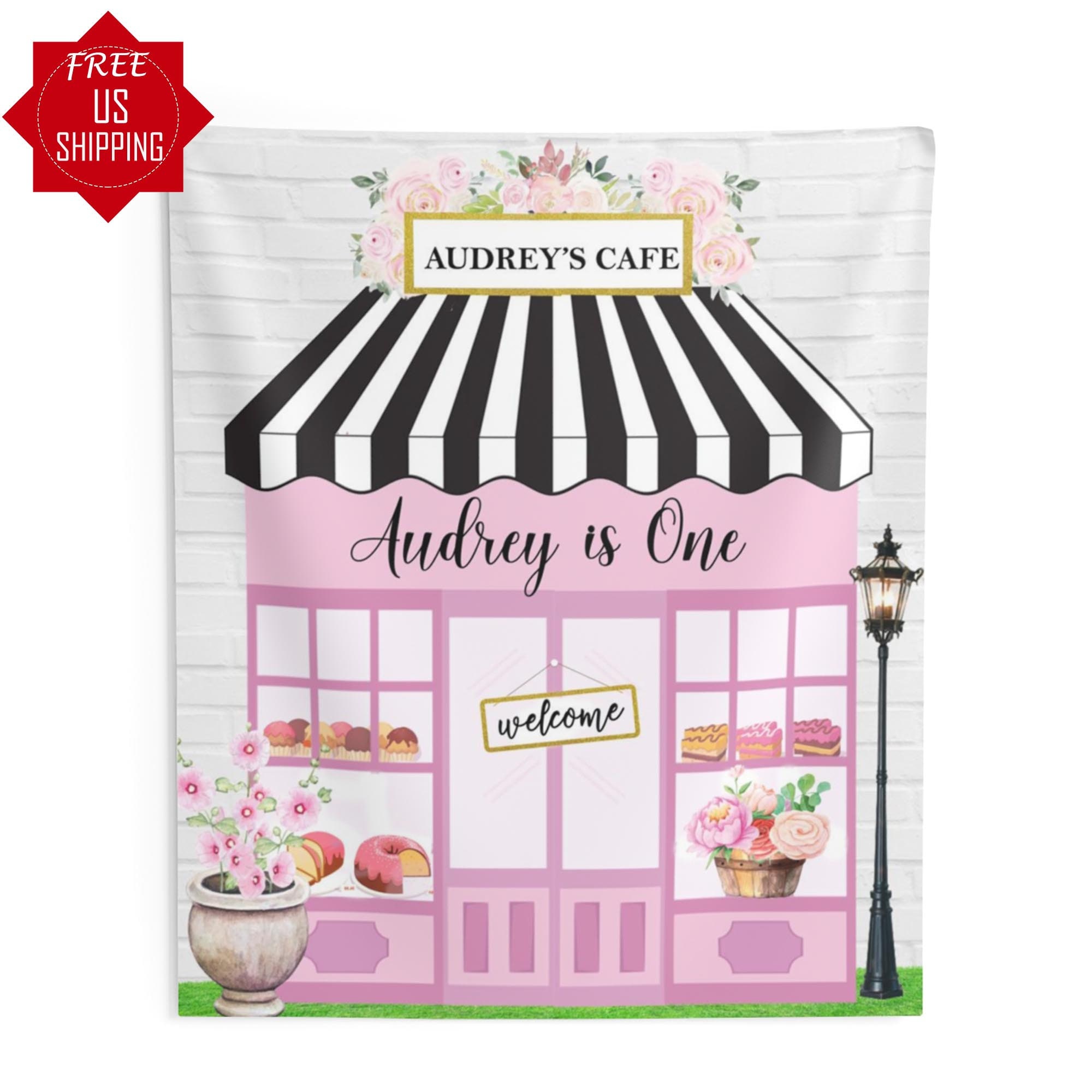 Patisserie Cafe Tea Party Backdrop, Paris Bakery Shop 1st Birthday ...