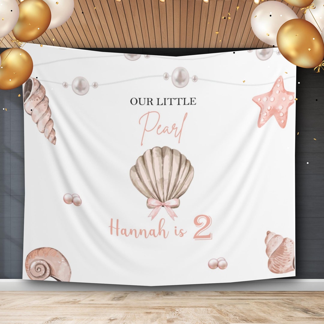 Pearl Under the Sea Birthday Backdrop Sea Shells Party Banner First ...
