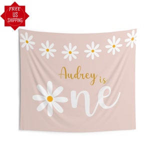 Retro Daisy First Birthday Party Backdrop One Year Daisy Girl Birthday ...