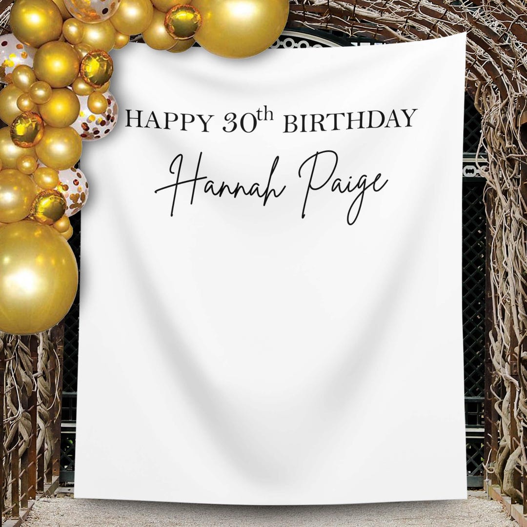 Custom Birthday Backdrop, Personalised Birthday Banner, Birthday Name ...