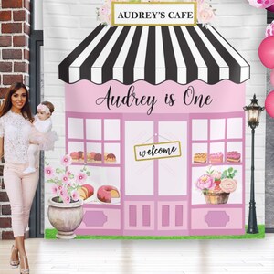 Patisserie Cafe Tea Party Backdrop, Paris Bakery Shop 1st Birthday ...