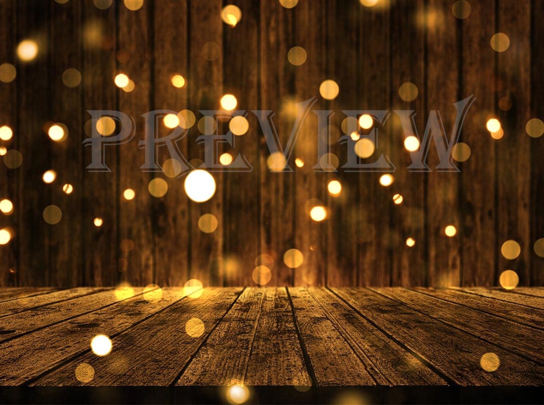 Digital Rustic Christmas Background With Bokeh Lights - Etsy