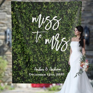 Miss to Mrs Photo Backdrop, Artificial Grass Wall Background, Fabric ...