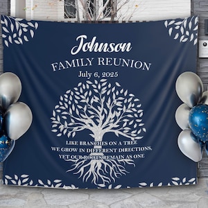 Navily Silver Family Reunion Decor, Our Roots Remain as One Backdrop ...