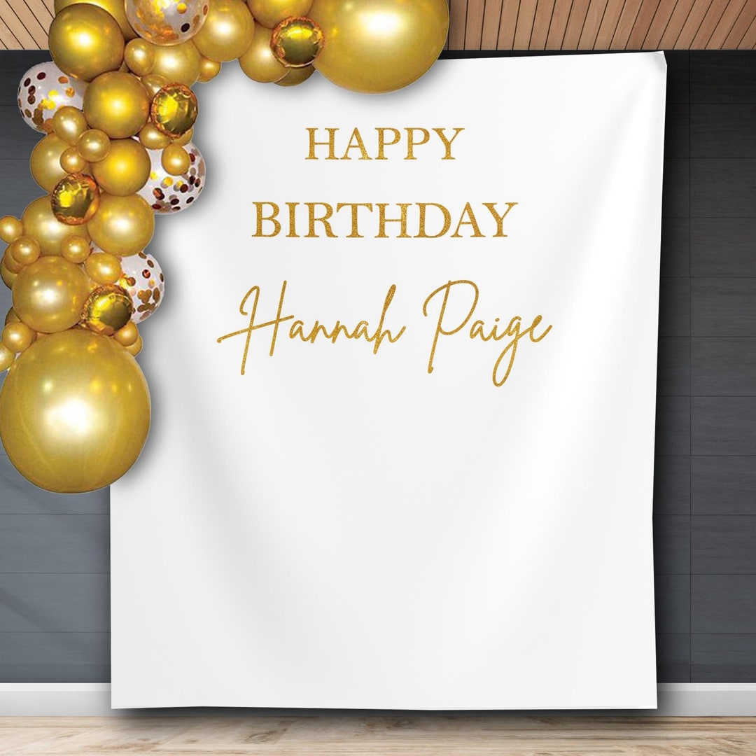 Custom Happy Birthday Backdrop Minimalist Party Decoration Personalized ...