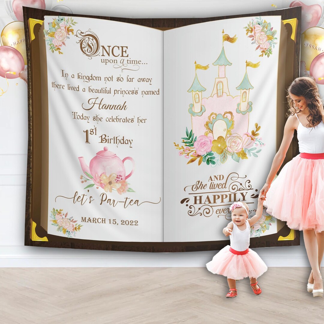 Tea Party Princess Birthday Backdrop Kids Party Decorations First ...