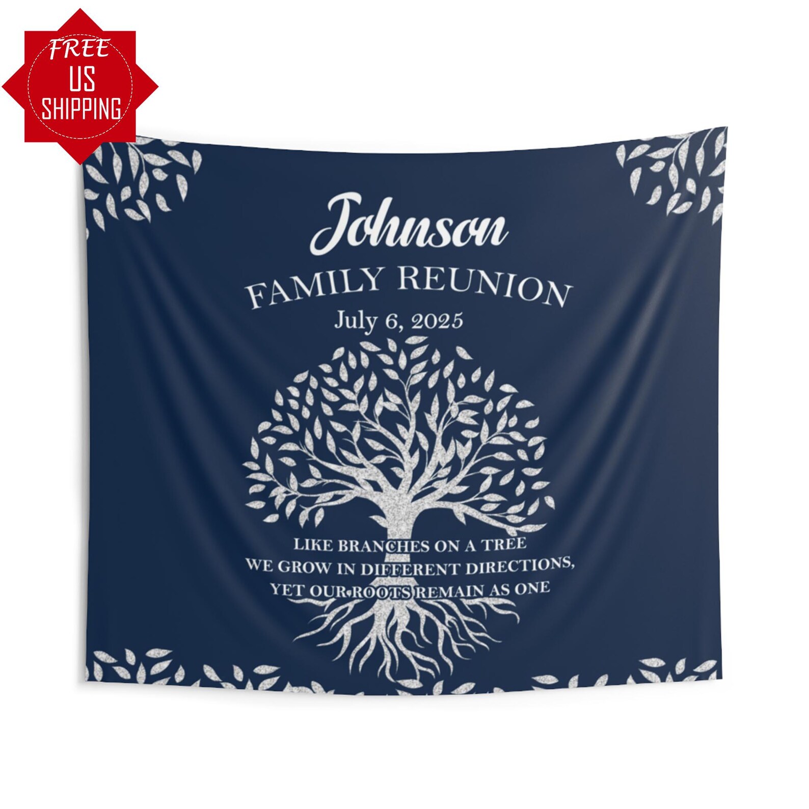 Navily Silver Family Reunion Decor, Our Roots Remain as One Backdrop ...