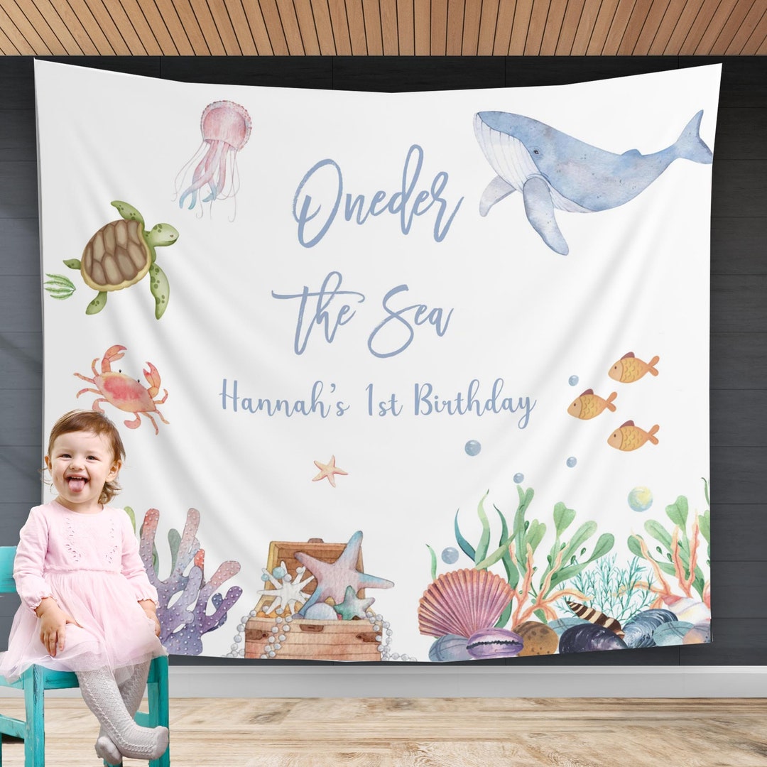 Under the Sea Birthday Backdrop Oneder the Sea Banner First Birthday ...