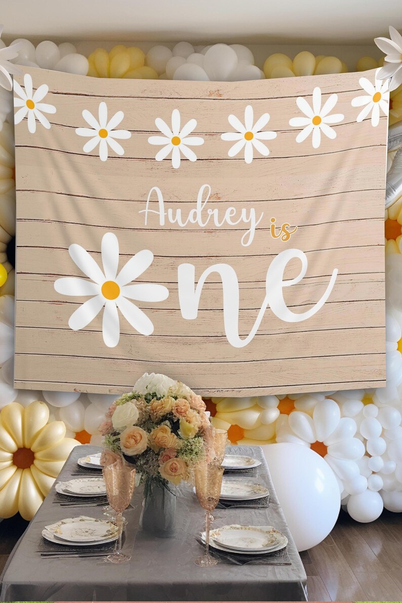 Daisy First Birthday Party Backdrop Retro Daisy Girl Banner - Etsy