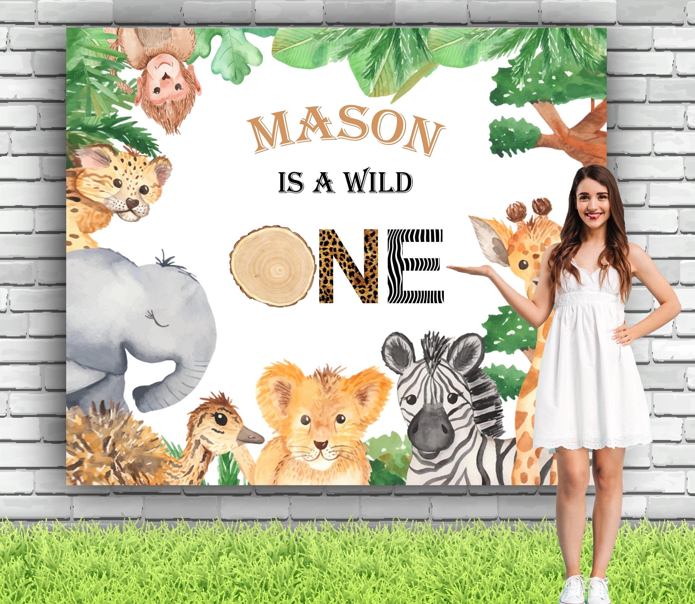 Wild One Birthday Backdrop First Birthday Banner Safari | Etsy