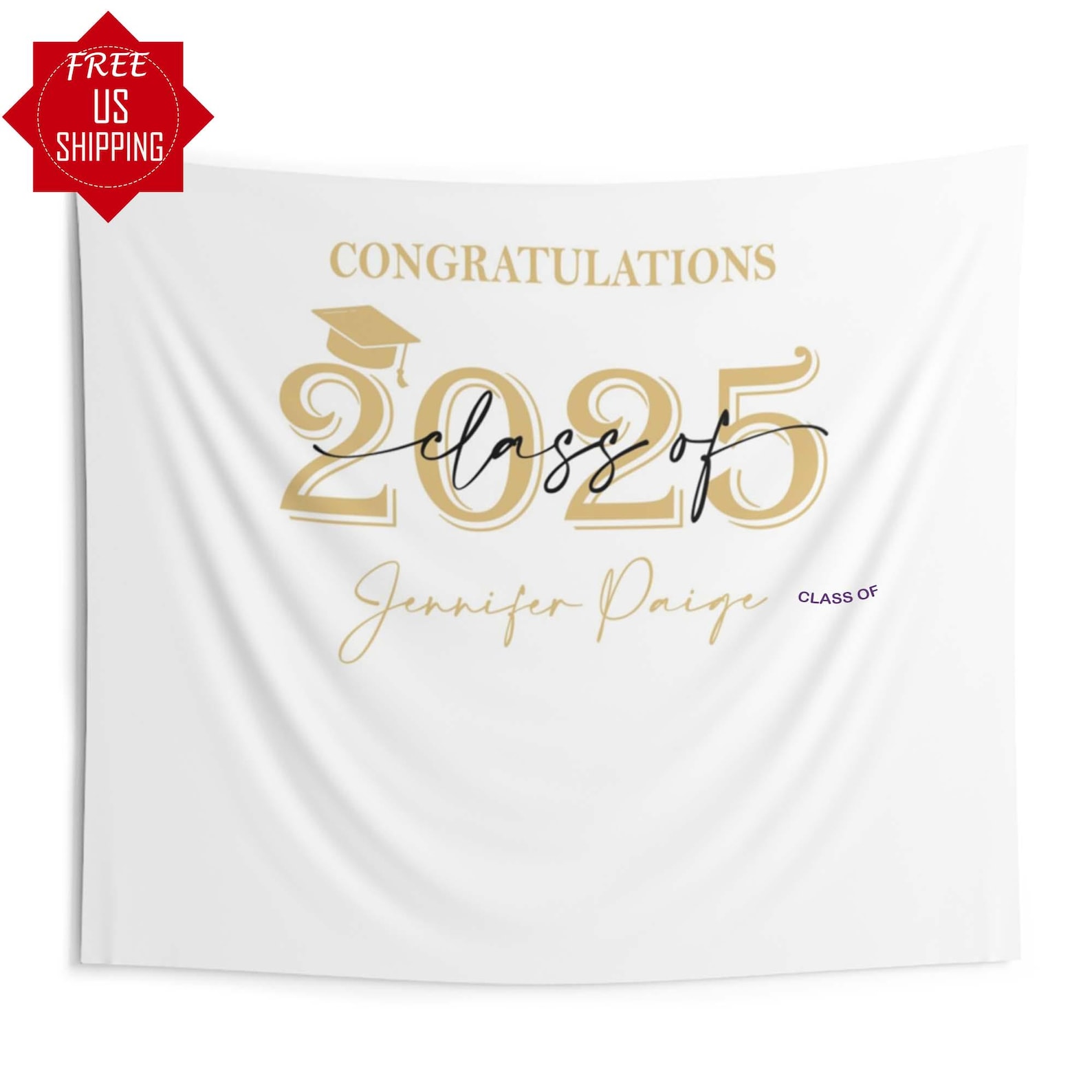 Custom Graduation Party Backdrop Class of 2025 Personalized High School ...