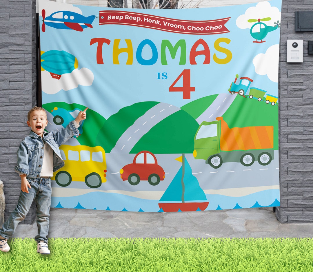 Transport Backdrop, Transportation Birthday Decor, Transport Banner ...