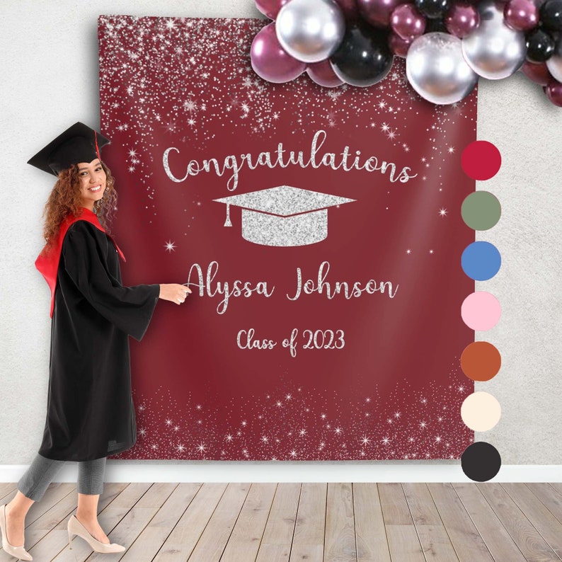 Graduation Celebration Background Silver Glitter Color Match School ...