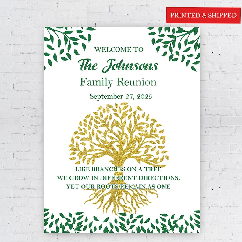 Custom Family Reunion Sign Printed Family Tree Decor Our Roots Remain ...