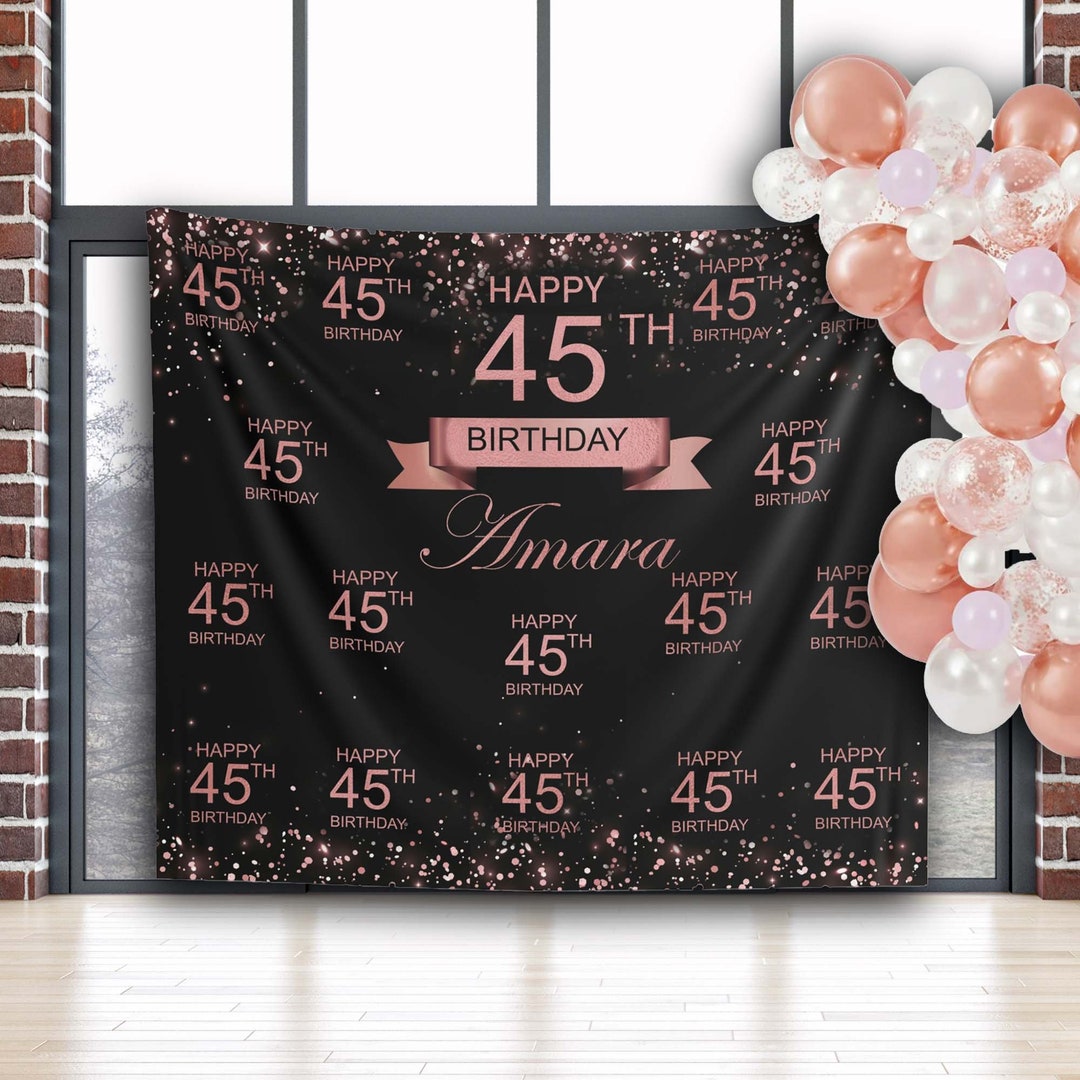 Rosegold Glitter Step Repeat Birthday Backdrop Custom Backdrop Party ...
