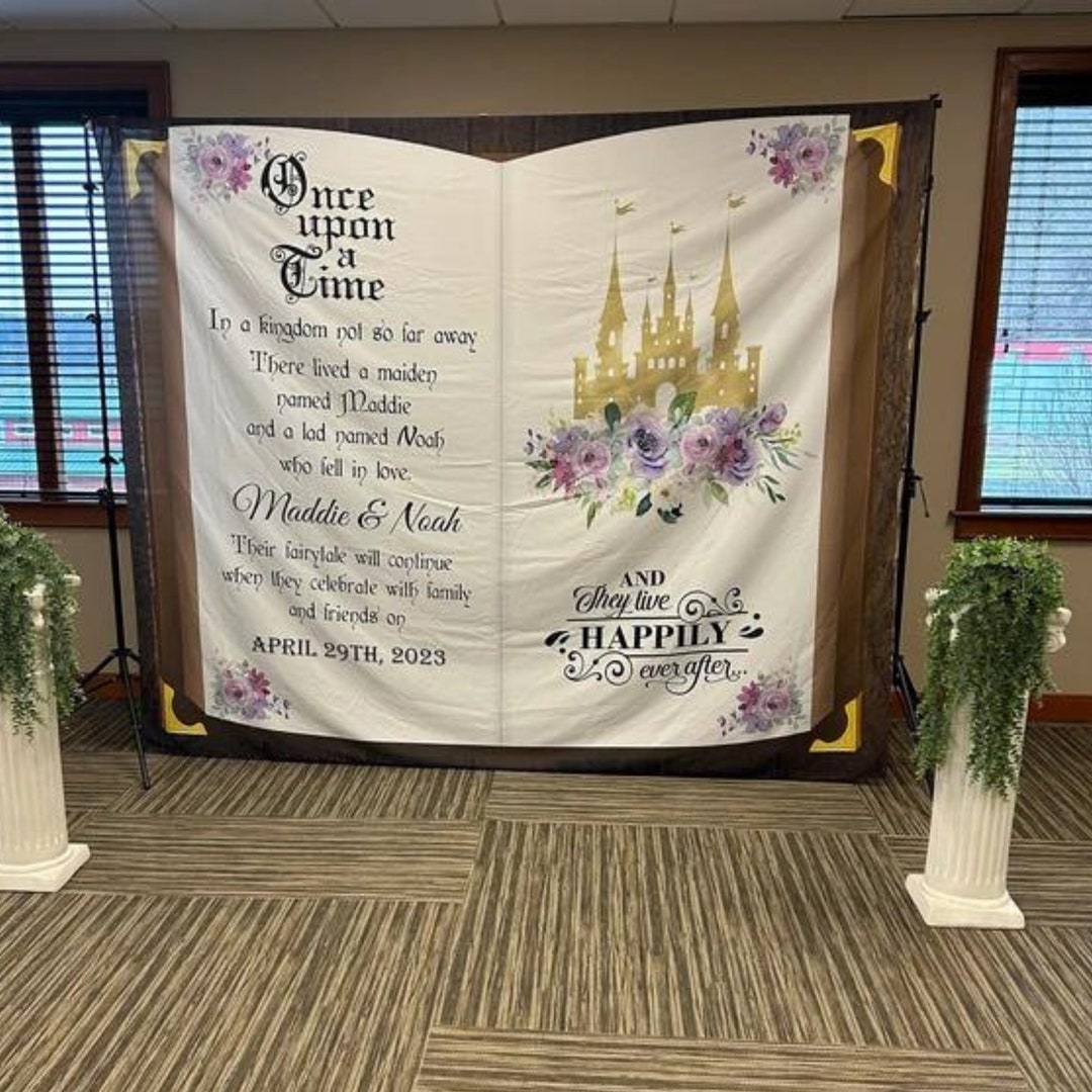 Purple Wedding Book Backdrop, Fairytale Wedding, Once Upon a Time ...