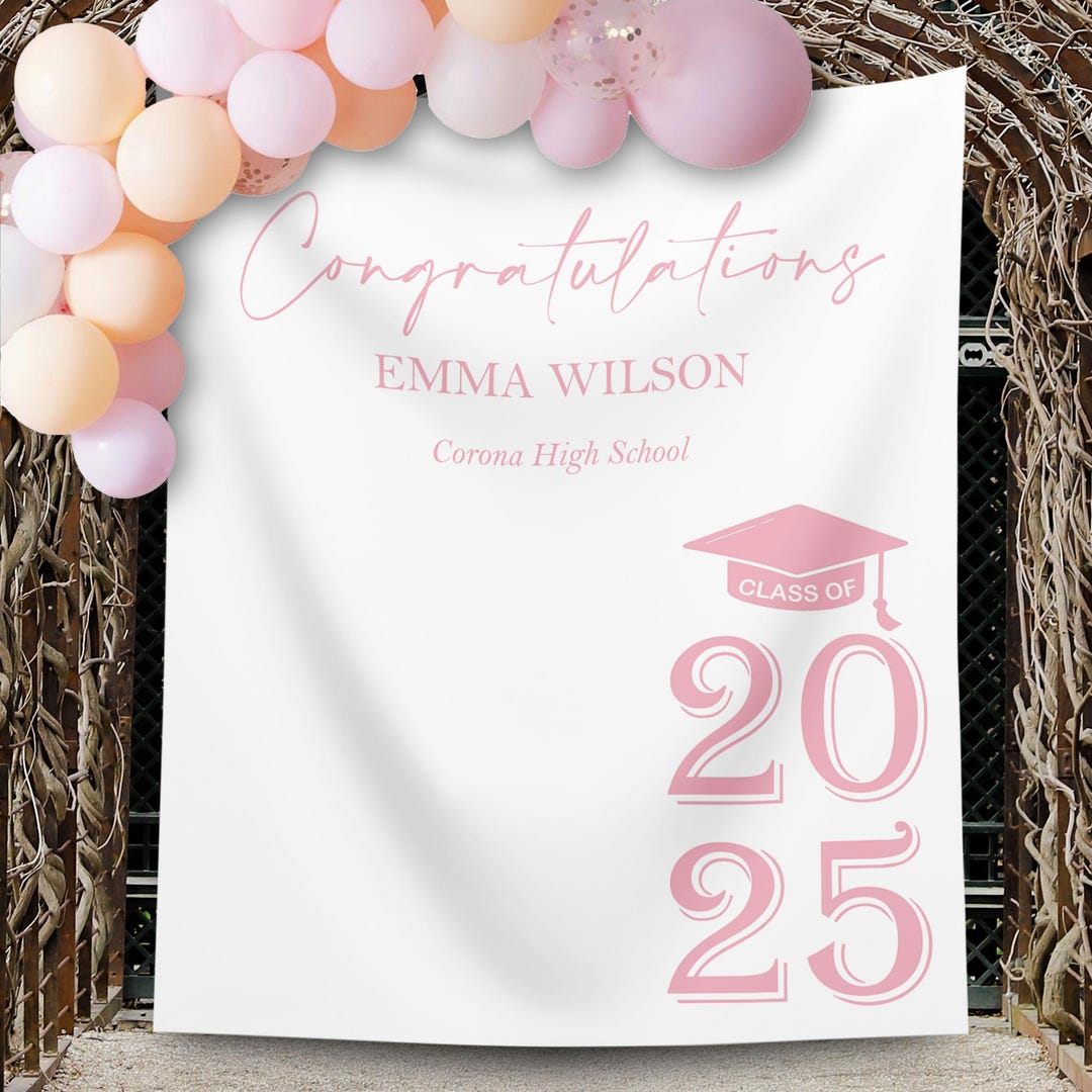 Blush Graduation Party Backdrop Soft Pink Class of 2025 Decor ...