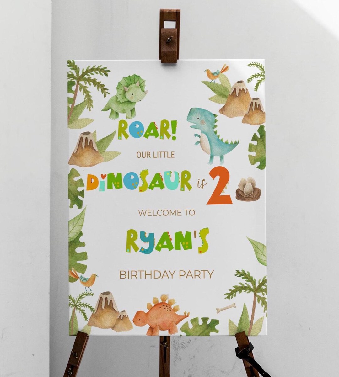 Printed Dino Birthday Welcome Sign, Dinosaur Party Foamboard, Little ...