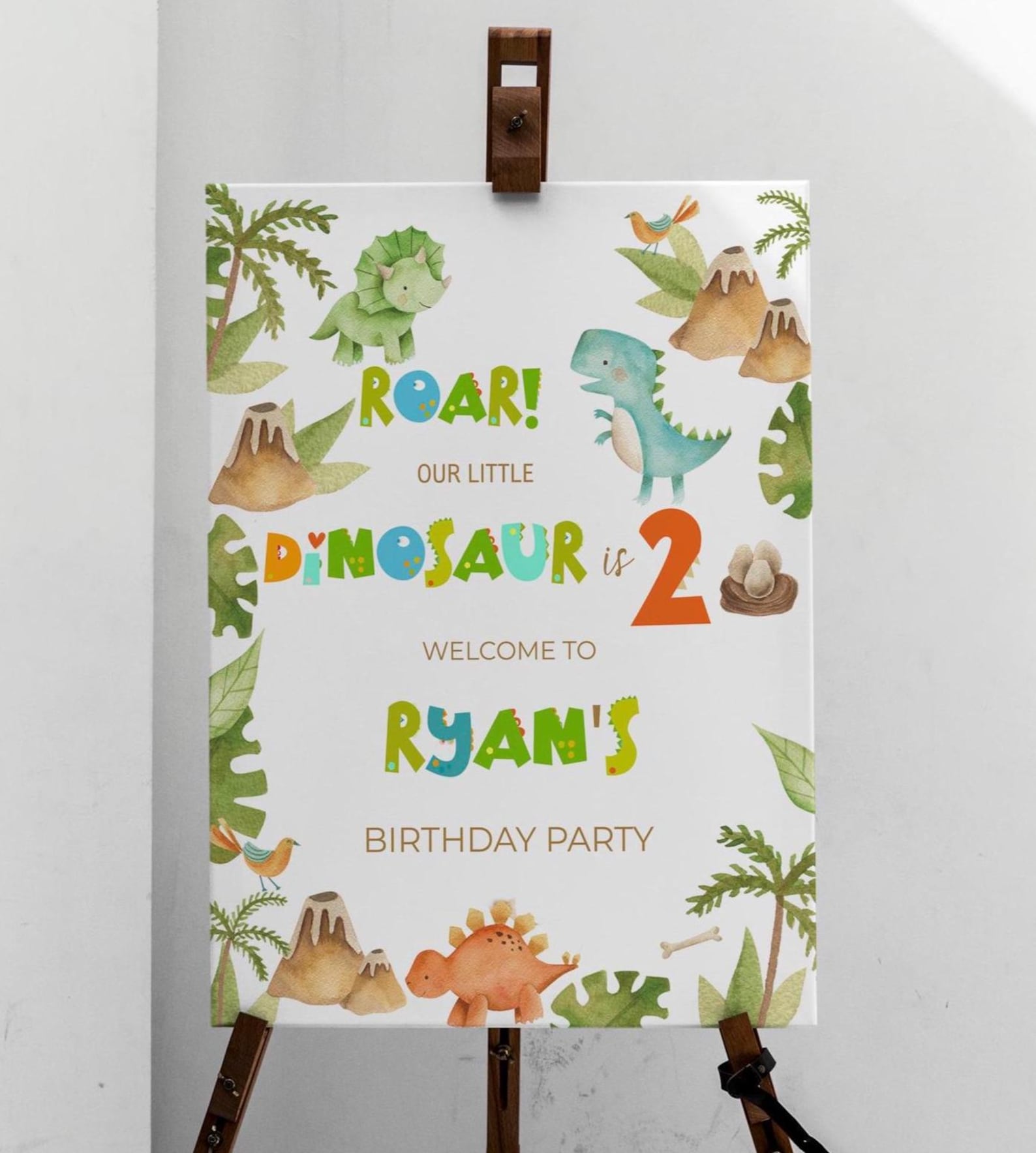 Boy Birthday Welcome Sign Printed Dinosaur Party Foamboard, Little Dino ...
