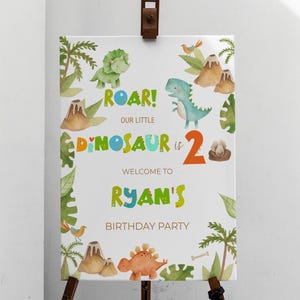 Printed Dino Birthday Welcome Sign, Dinosaur Party Foamboard, Little ...