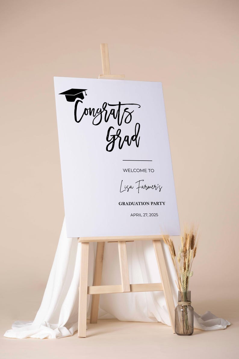 Congrats Grad Welcome Sign Custom School Colors Graduation Party ...
