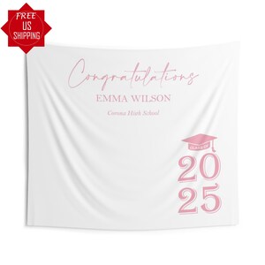 Blush Graduation Party Backdrop Soft Pink Class of 2025 Decor ...