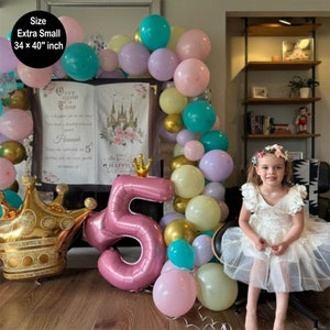 Girl 5th Birthday Party Backdrop Five Years Princess Themed Birthday ...