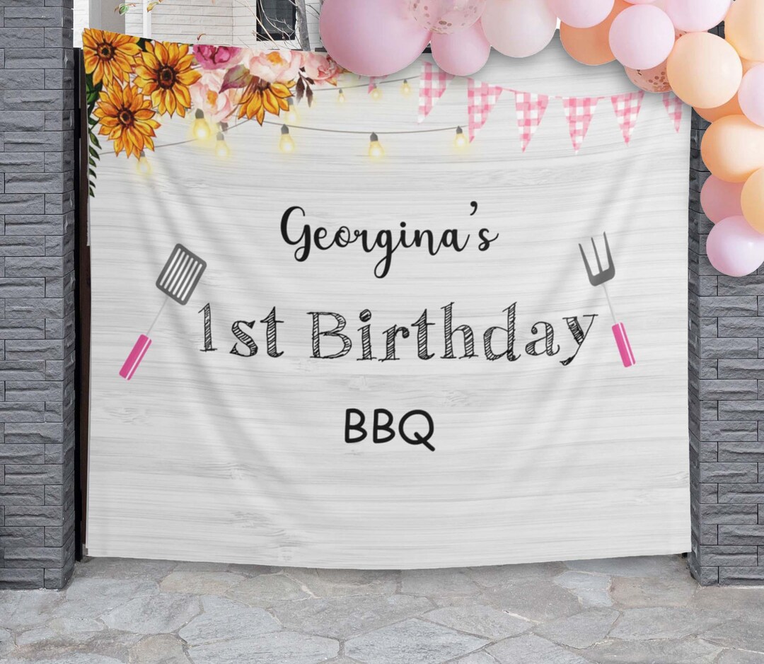 BBQ Birthday Banner Barbeque Party Backdrop Summer Party Decor Kids ...