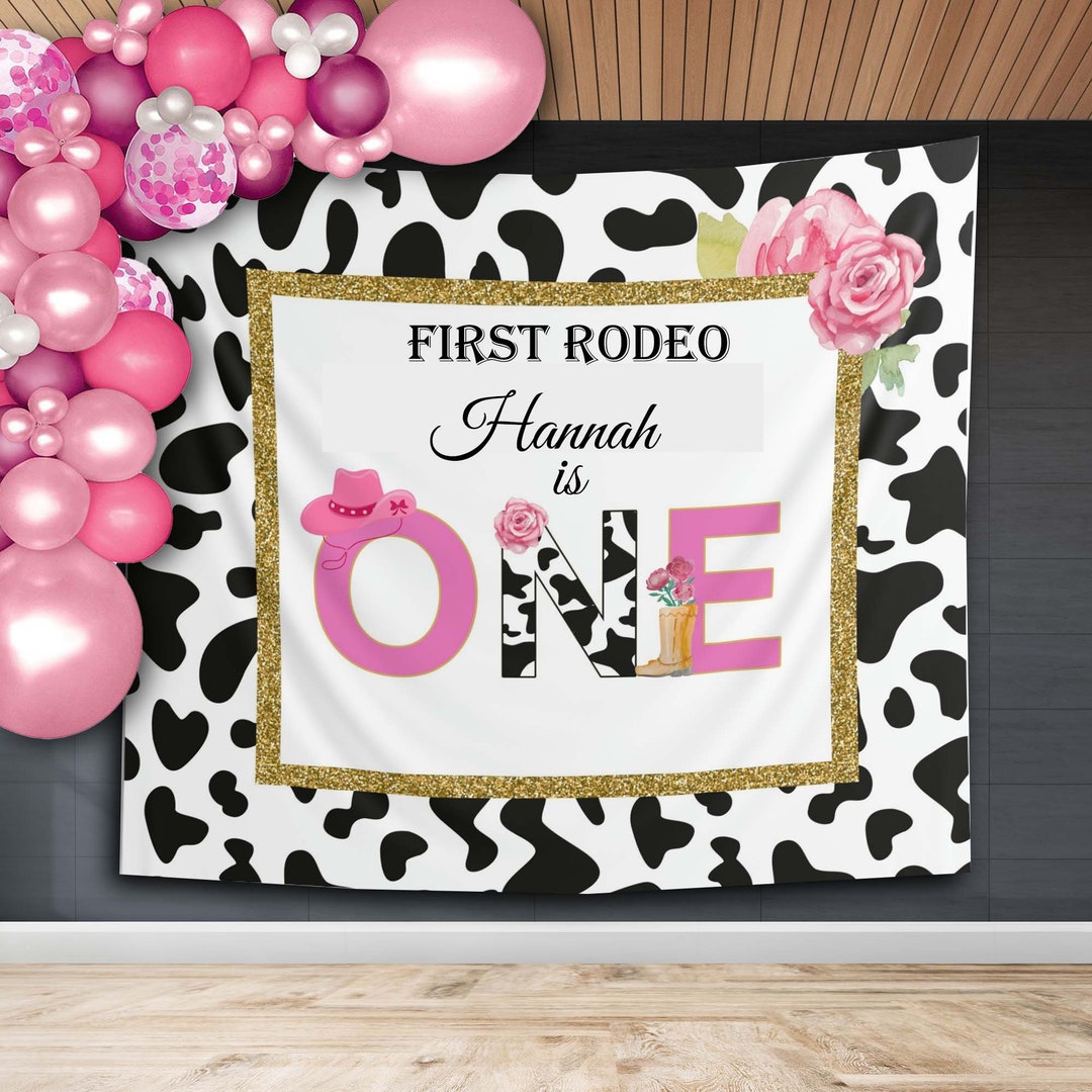 Girls First Rodeo Birthday Backdrop Western Farm 1st Birthday Banner ...